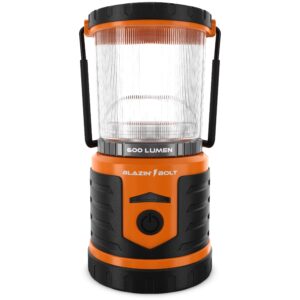 blazin bolt rugged usb rechargeable lantern | 600 lumen | 500 hours of light | giant 12000mah power bank | 6 modes | camping, emergency, power outage, storm, blizzard, hurricane survival