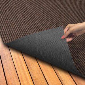 House, Home and More Indoor Outdoor Double-Ribbed Carpet with Skid-Resistant Rubber Backing - Bittersweet Brown - 6 Feet X 20 Feet