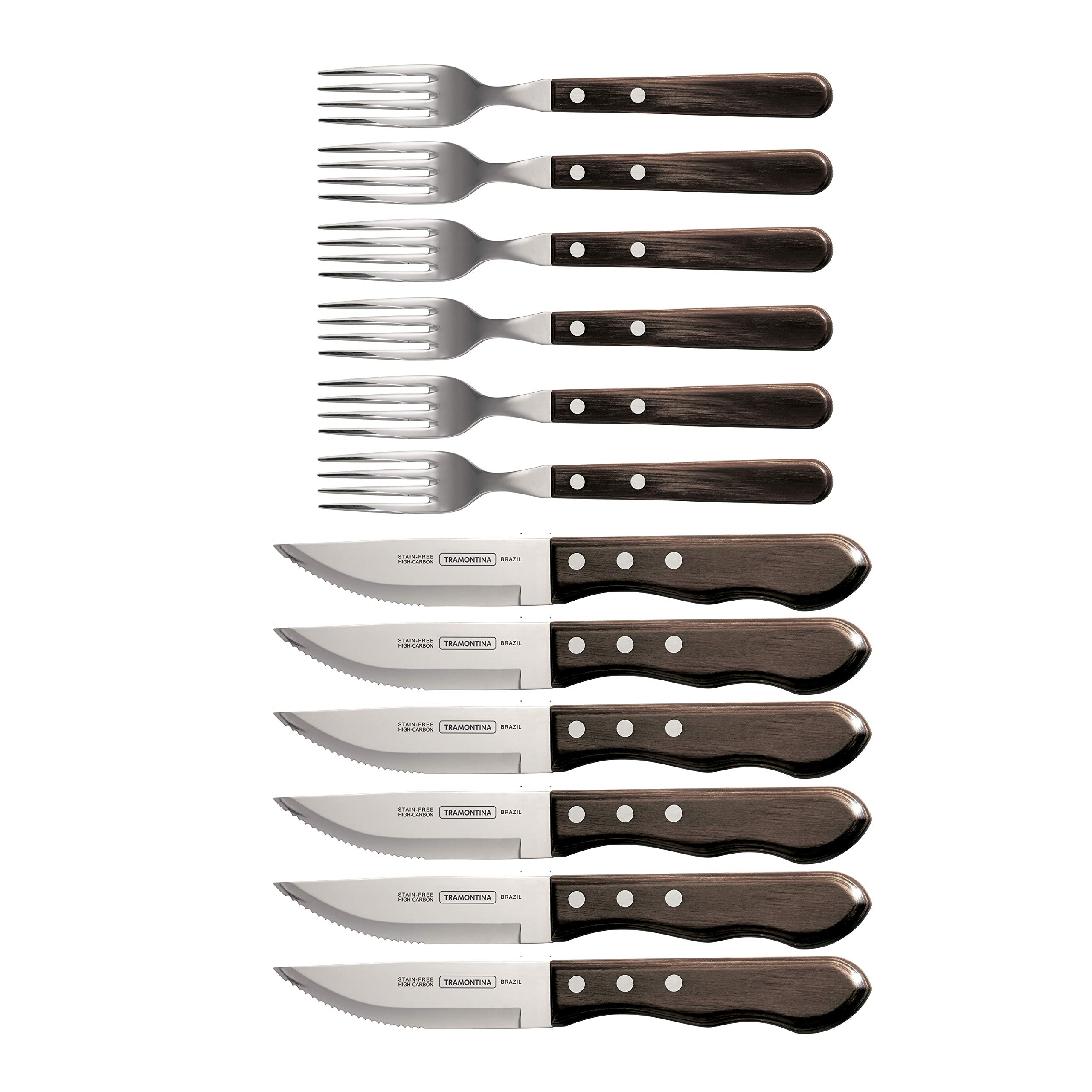 TRAMONTINA Porterhouse Steak Knife and Fork Set 12-Piece, 80000/553DS