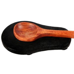 Marbco Marble Spoon Rest, Ladle Holder, Marble Spoon Rest Holder for Stove Kitchen, Heavy Duty, Dishwasher Safe (Design 2, Black)