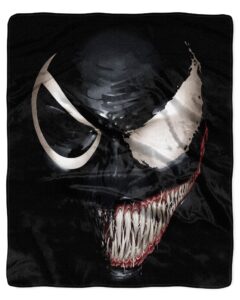 marvel comics venom symbiote all smiles spider-man throw blanket 46"x60" soft fleece throw blanket for bed couch