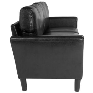 Flash Furniture Bari Upholstered Sofa in Black LeatherSoft