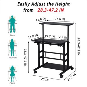 UNICOO Portable Standing Desk on Wheels, Height Adjustable Mobile Standing Desk, Versatile Standing Portable Desk for Home Office, Rolling Sit-Stand Workstation, Stand-up Desk, Ergonomic Design