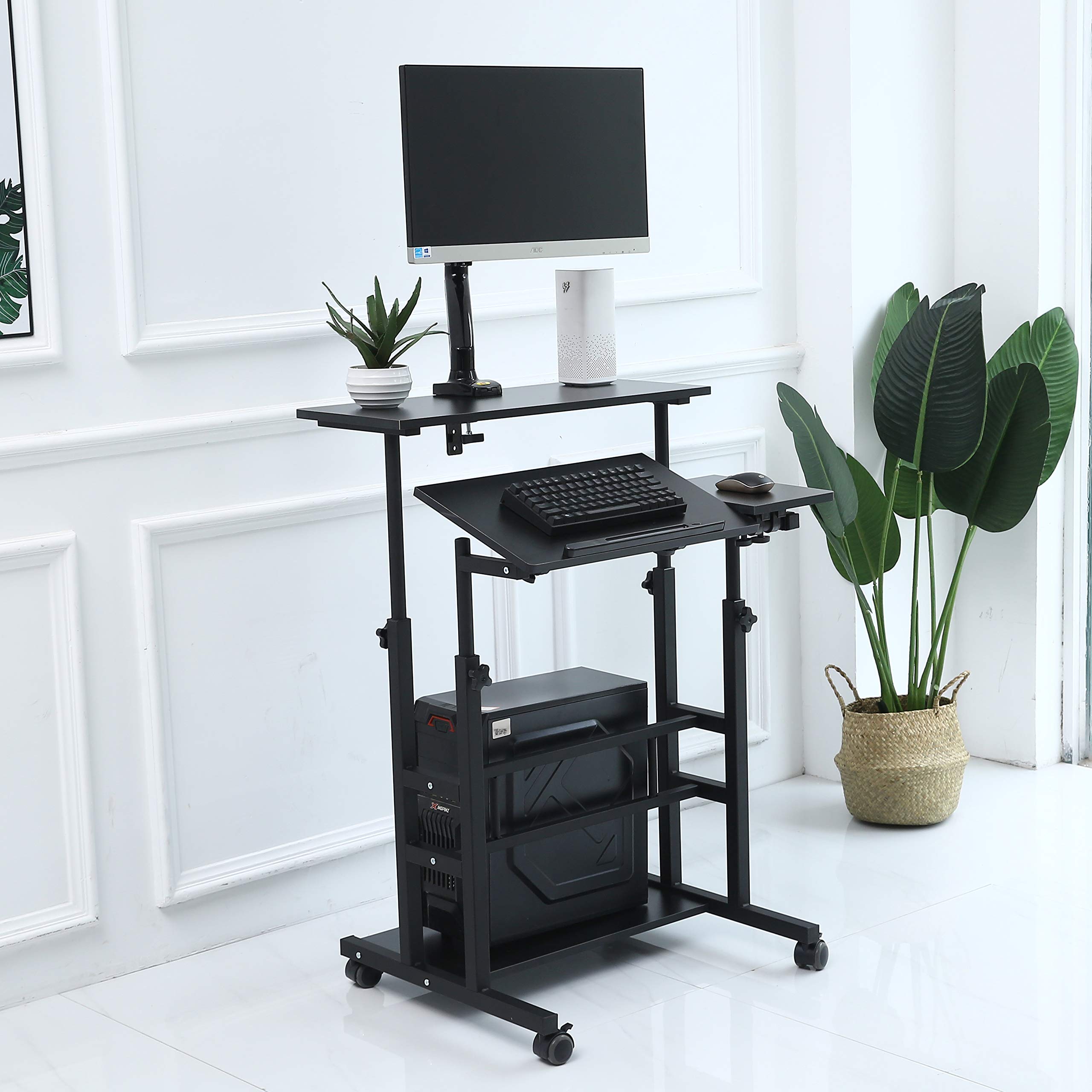 UNICOO Portable Standing Desk on Wheels, Height Adjustable Mobile Standing Desk, Versatile Standing Portable Desk for Home Office, Rolling Sit-Stand Workstation, Stand-up Desk, Ergonomic Design