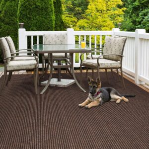 House, Home and More Indoor Outdoor Double-Ribbed Carpet with Skid-Resistant Rubber Backing - Bittersweet Brown - 6 Feet X 20 Feet