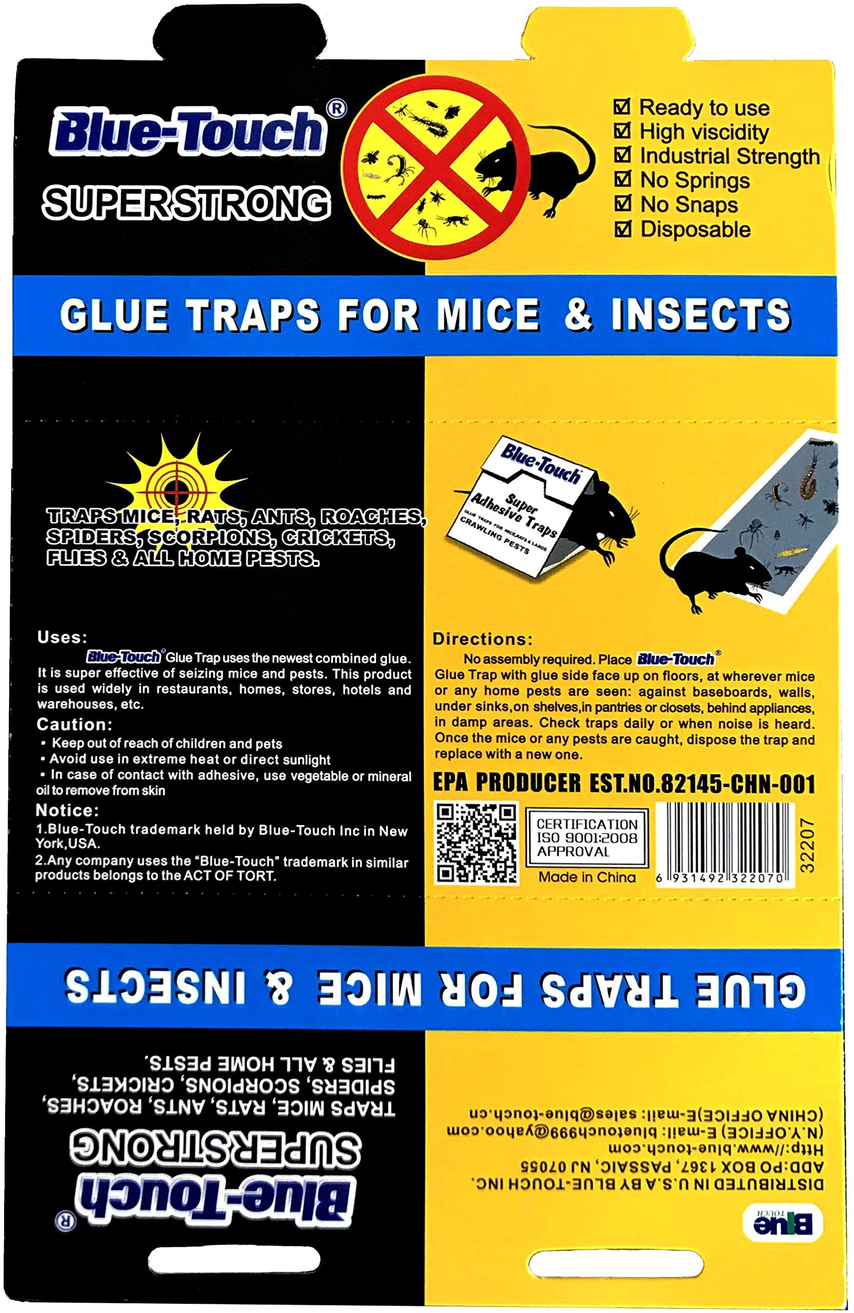 18 Blue-Touch Mouse Glue Traps, Professional Sticky Glue Traps/Boards for mice/ Insect/Lizard/Spider/House pests. 8.5 X 5.5 Inches – 18 Traps/Pack