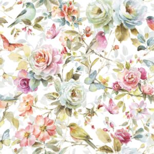 watercolor garden cotton fabric