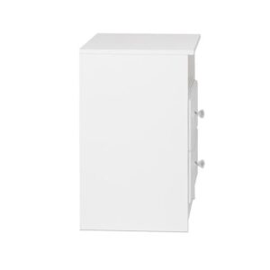 Prepac Astrid Simplistic Nightstand with 2 Drawers and Open Shelf, Functional Bedside Table with Acrylic Knobs 15.5" D x 16" W x 24.5" H, White, WDNH-0402-1-V