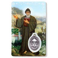 VILLAGE GIFT IMPORTERS Premium assorted Holy Cards with Medal | Catholic Saints and Prayers with medals (St. Charbel's Intercession)