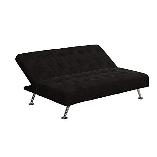 DHP Ariana Kids Sofa Futon, Black, Mid-Century Modern Design, Converts to Bed, Fun Colors, Easy to Clean