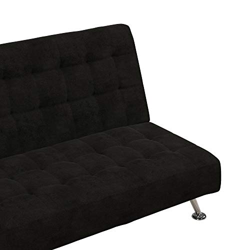 DHP Ariana Kids Sofa Futon, Black, Mid-Century Modern Design, Converts to Bed, Fun Colors, Easy to Clean