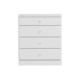 Prepac Astrid Simplistic 4-Drawer Dresser for Bedroom, Functional Chest of Drawers with Acrylic Knobs 18.25" D x 30" W x 34" H, White, WDBR-0401-1-V