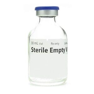 30ml sterile clear empty vial with blue flip off seal and grey butyl stopper 10pk