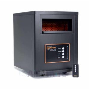 comfort deluxe by airnmore, with copper ptc, infrared space heater with remote,1500w,etl listed with high and low settings, good for small to large rooms.