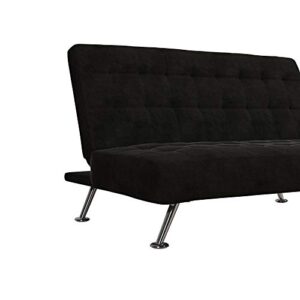 DHP Ariana Kids Sofa Futon, Black, Mid-Century Modern Design, Converts to Bed, Fun Colors, Easy to Clean