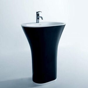 ADM Oval Freestanding Stone Resin Sink, Glossy Black/Glossy White, 24"