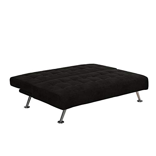 DHP Ariana Kids Sofa Futon, Black, Mid-Century Modern Design, Converts to Bed, Fun Colors, Easy to Clean