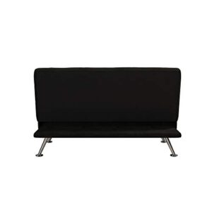 DHP Ariana Kids Sofa Futon, Black, Mid-Century Modern Design, Converts to Bed, Fun Colors, Easy to Clean