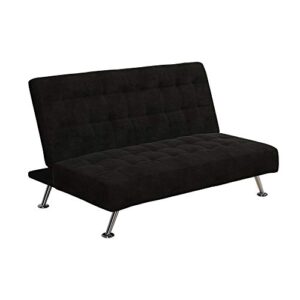 DHP Ariana Kids Sofa Futon, Black, Mid-Century Modern Design, Converts to Bed, Fun Colors, Easy to Clean