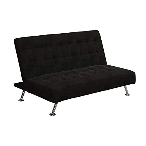 DHP Ariana Kids Sofa Futon, Black, Mid-Century Modern Design, Converts to Bed, Fun Colors, Easy to Clean