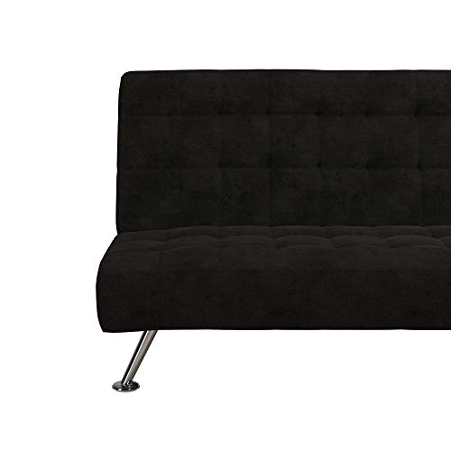 DHP Ariana Kids Sofa Futon, Black, Mid-Century Modern Design, Converts to Bed, Fun Colors, Easy to Clean