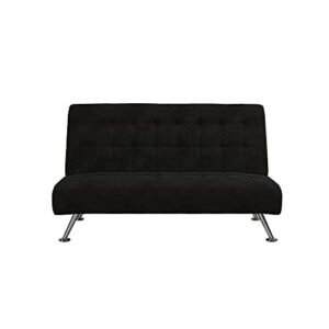 DHP Ariana Kids Sofa Futon, Black, Mid-Century Modern Design, Converts to Bed, Fun Colors, Easy to Clean