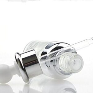 3PCS 50ml Empty Portable Refill Clea Glass Essential Oil Dropper Bottles with White Cap Silver Circle and Glass Droppers for Cosmetic Essential Oils Lab Chemicals Colognes Perfumes Other Liquids