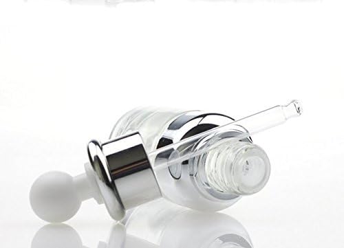 3PCS 50ml Empty Portable Refill Clea Glass Essential Oil Dropper Bottles with White Cap Silver Circle and Glass Droppers for Cosmetic Essential Oils Lab Chemicals Colognes Perfumes Other Liquids