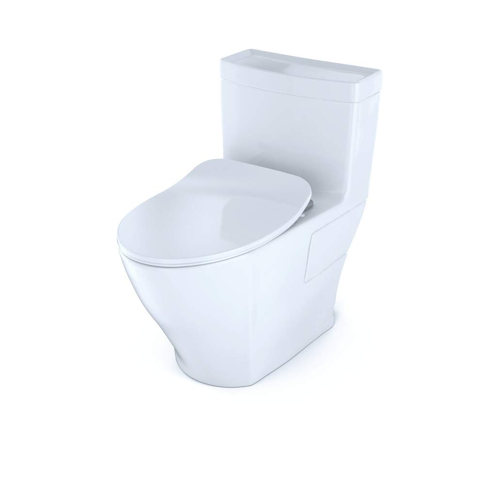 TOTO TMS624234CEFG01 Legato 1.28 GPF One Piece Elongated Chair Height Toilet with CeFiONtect - Slim SoftClose Seat Included Cotton White