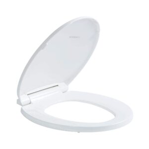 WSSROGY Round Toilet Seat with Lid, Slow Close Seat and Cover, Including Two Sets of Parts, Fit All Standard Round Toilet, Quiet Close, Plastic, White