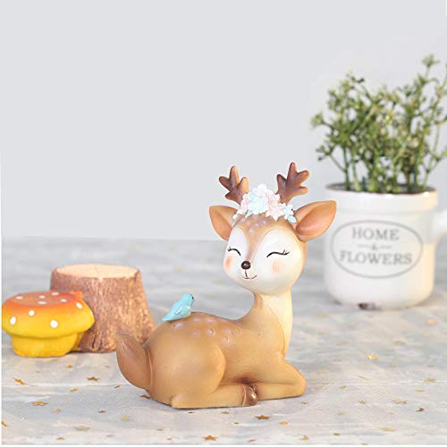 4.3 Inch Woodland Animal Deer Cake Topper Cute Baby Shower Party Decoration Deer Figurines Toy Christmas Miniature Doe Fawn Resin Ornament for Birthday Wedding Anniversary