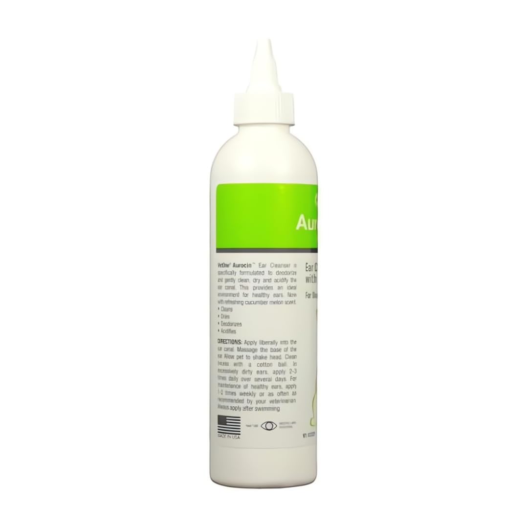 Vet One Aurocin cm Ear Cleanser (Cucumber Melon) with Aloe 8oz