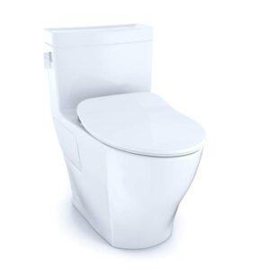 toto tms624234cefg01 legato 1.28 gpf one piece elongated chair height toilet with cefiontect - slim softclose seat included cotton white