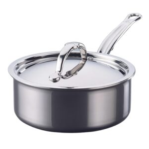 hestan - nanobond collection - titanium stainless steel 2-quart sauce pan with lid - toxin, pfas, & chemical free clean cookware, induction cooktop compatible