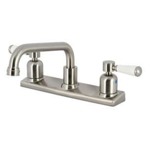 kingston brass fb2138dpl paris 8" centerset kitchen faucet, brushed nickel