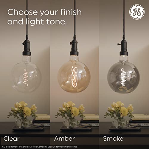 GE Lighting Vintage Style LED Light Bulbs, 60 Watt Eqv, Amber Glass, Warm Candle Light, A15 Standard Bulb, Small Base (2 Pack)