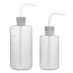 stonylab chemical wash bottle, 2-pack plastic safety lab squeeze wash bottle, ldpe with narrow mouth, 250 ml (8 oz) and 500 ml (16 oz)