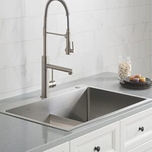 KRAUS Standart PRO 33-inch Drop In/Undermount 16 Gauge Double Bowl 2-Hole Stainless Steel Kitchen Sink, KHT302-33