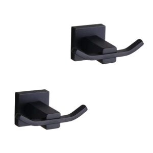 gerzwy bathroom matte black coat hook sus 304 stainless steel double towel/robe clothes hook for bath kitchen contemporary hotel style wall mounted 2 pack eg1508-bk