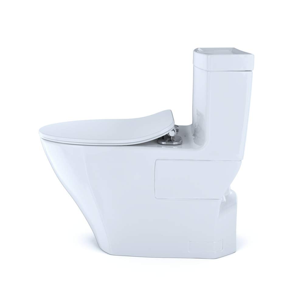 TOTO TMS624234CEFG01 Legato 1.28 GPF One Piece Elongated Chair Height Toilet with CeFiONtect - Slim SoftClose Seat Included Cotton White