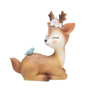 4.3 inch woodland animal deer cake topper cute baby shower party decoration deer figurines toy christmas miniature doe fawn resin ornament for birthday wedding anniversary