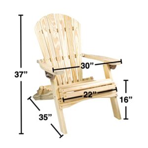 Gazebo Joe's Reclining Wood Folding Adirondack Chair, Made in The USA, Chairs for Patio, Yard, Deck, Lawn Furniture