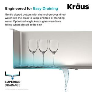 KRAUS Standart PRO 33-inch Drop In/Undermount 16 Gauge Double Bowl 2-Hole Stainless Steel Kitchen Sink, KHT302-33