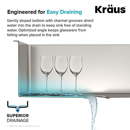 KRAUS Standart PRO 33-inch Drop In/Undermount 16 Gauge Double Bowl 2-Hole Stainless Steel Kitchen Sink, KHT302-33