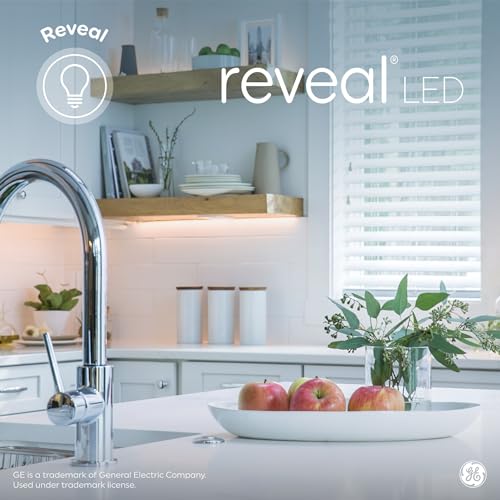 GE Reveal LED Light Bulbs, Candle Lights, 60 Watts, Clear Decorative B11 Bulbs, Small Base (2 Pack)