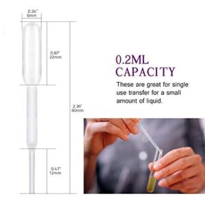 moveland 0.2ml Plastic Mini Transfer Pipettes for Liquid Mixture, 350PCS Disposable Dropper