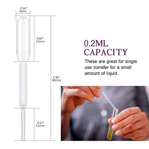 moveland 0.2ml Plastic Mini Transfer Pipettes for Liquid Mixture, 350PCS Disposable Dropper