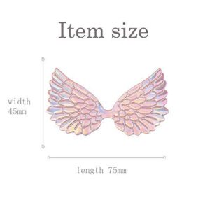 David Angie Laser Angel Wing Fabric Embossed 60 Pcs Iridescent Wing Patches for DIY Crafts Hair Accessories (Assorted 60 pcs)