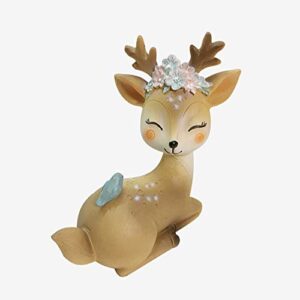 4.3 Inch Woodland Animal Deer Cake Topper Cute Baby Shower Party Decoration Deer Figurines Toy Christmas Miniature Doe Fawn Resin Ornament for Birthday Wedding Anniversary