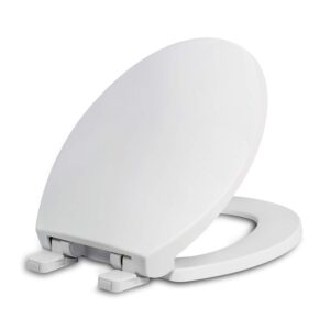 wssrogy round toilet seat with lid, slow close seat and cover, including two sets of parts, fit all standard round toilet, quiet close, plastic, white